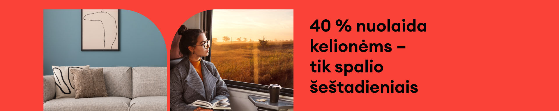 40 % nuolaida kelionėms traukiniu spalio šeštadieniais | LTG Link